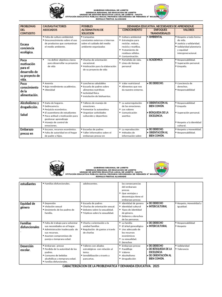 Caracterización de La Problemática y Demanda Educativa 2024 Ie 6010265 ...