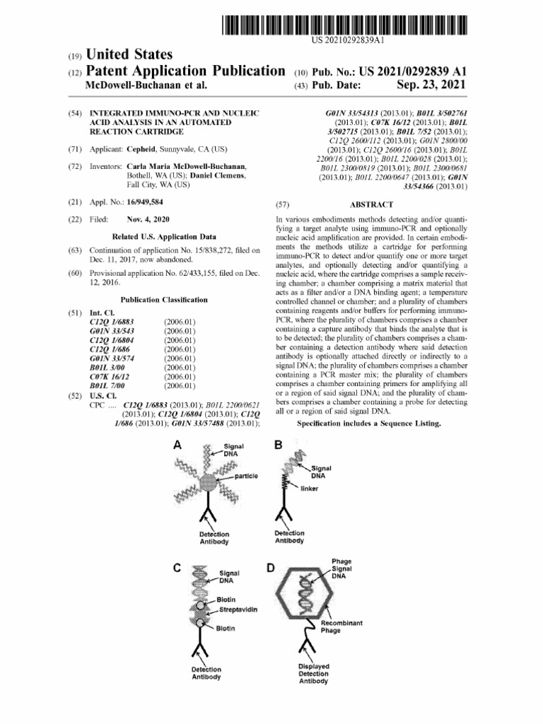 Us20210292839a1 - Integrated Immuno - PCR and Nucleic Acid Analysis in An Automated Reaction ...