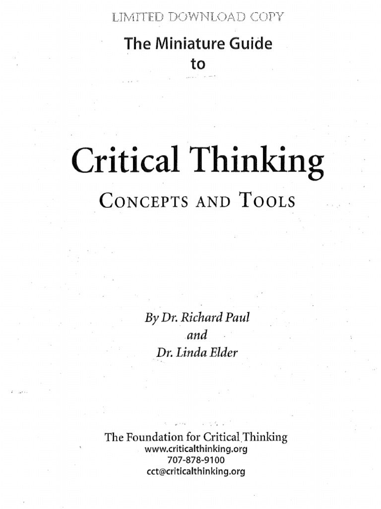 Critical Thinking (Concepts & Tools) | PDF