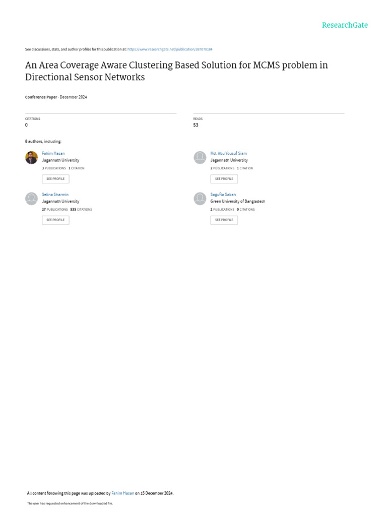 An Area Coverage Aware Clustering Based Solution For Mcms Problem In Directional Sensor Networks