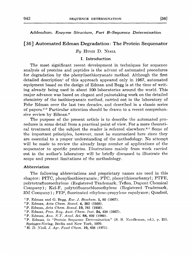 Automated Edman Degradation the Protein Sequencer | PDF | Nitrogen ...
