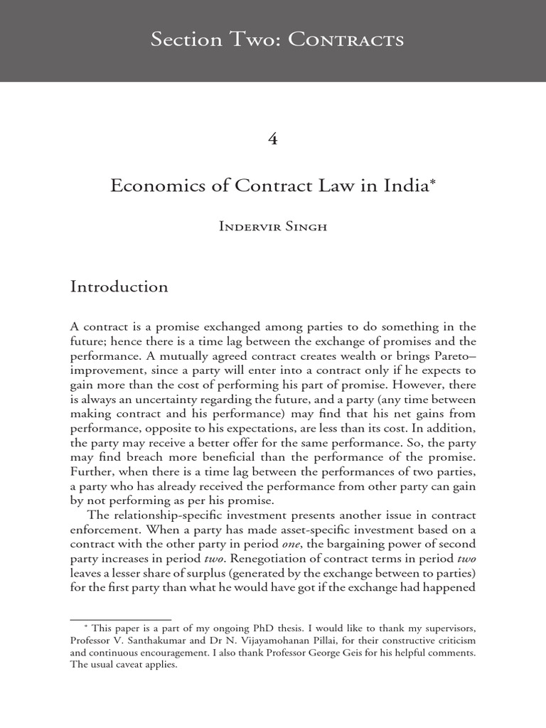 Economic Analysis of Indian Contract Law | PDF | Damages | Interest
