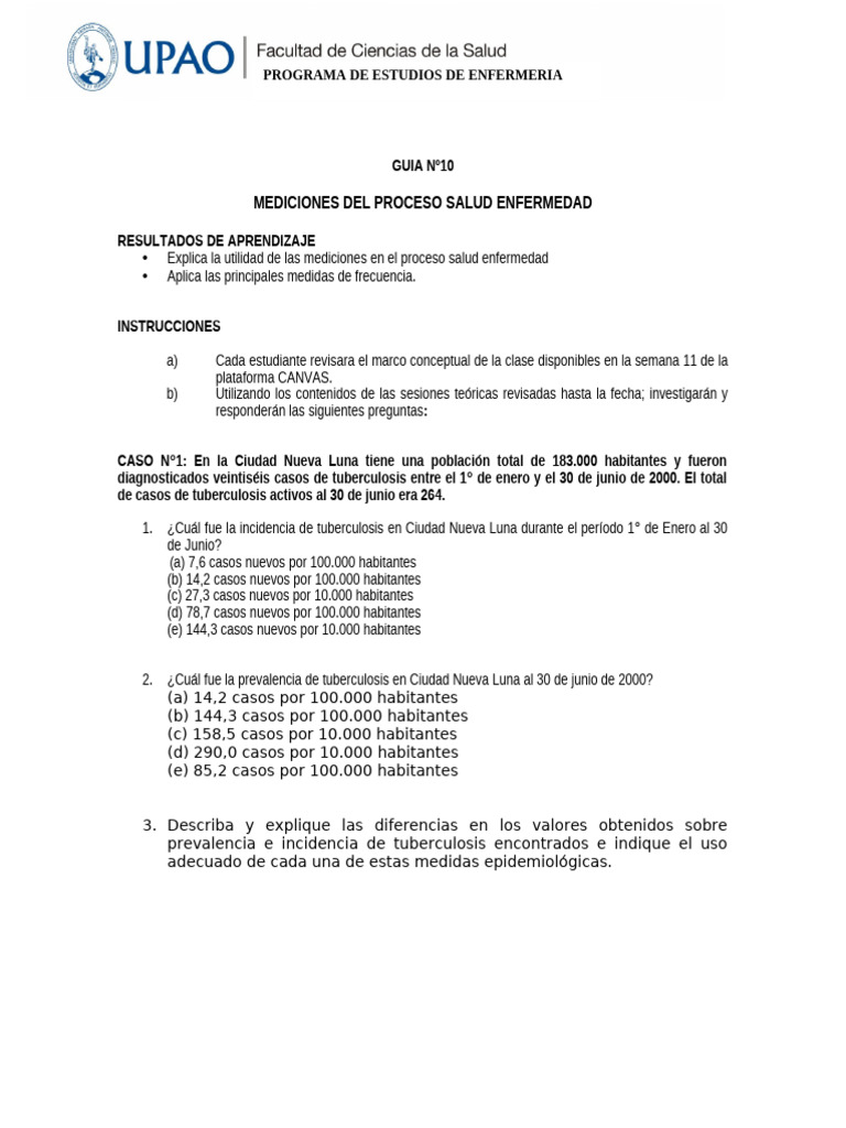 Guia 1o Mediciones - 2024 - 20 | PDF | Especialidades Medicas | Ciencias de la Salud