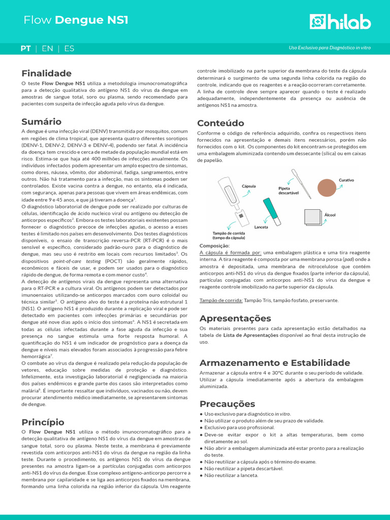Teste Flow Dengue NS1: Diagnóstico Rápido | PDF | Remédio | Medicina ...
