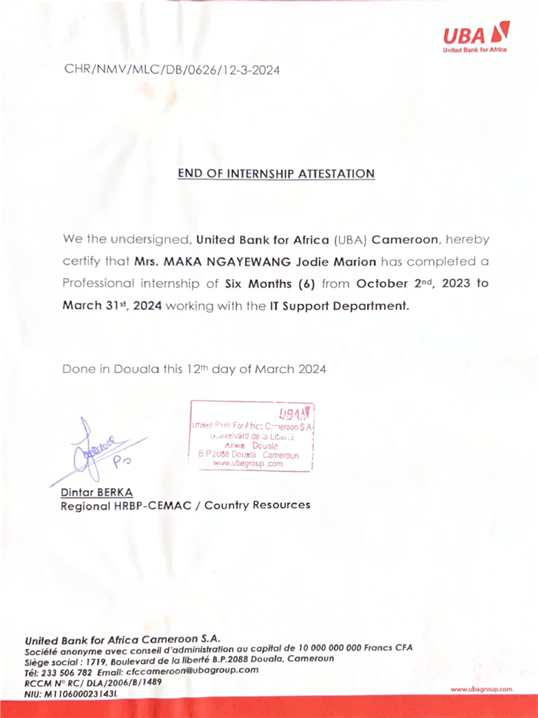 UBA Internship Att 2023 | PDF