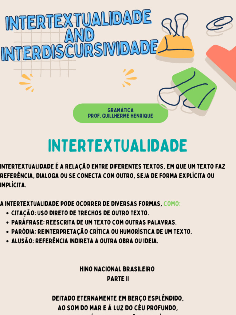 Intertextualidade e Interdiscursividade | PDF | Discurso | Paródia