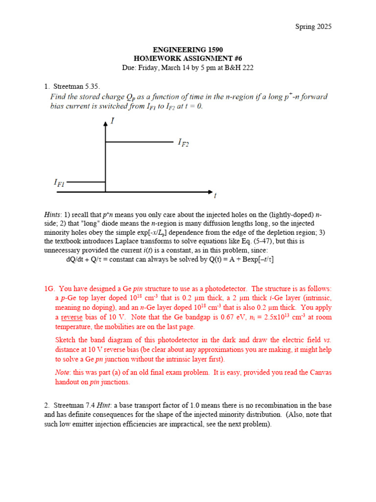 PH159 Homework Assignment #6 | PDF | Bipolar Junction Transistor | P–N Junction