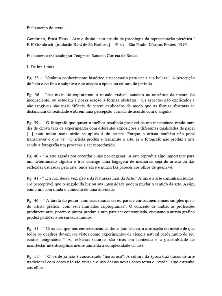 Psicologia da Arte em Gombrich | PDF | Science | Cor