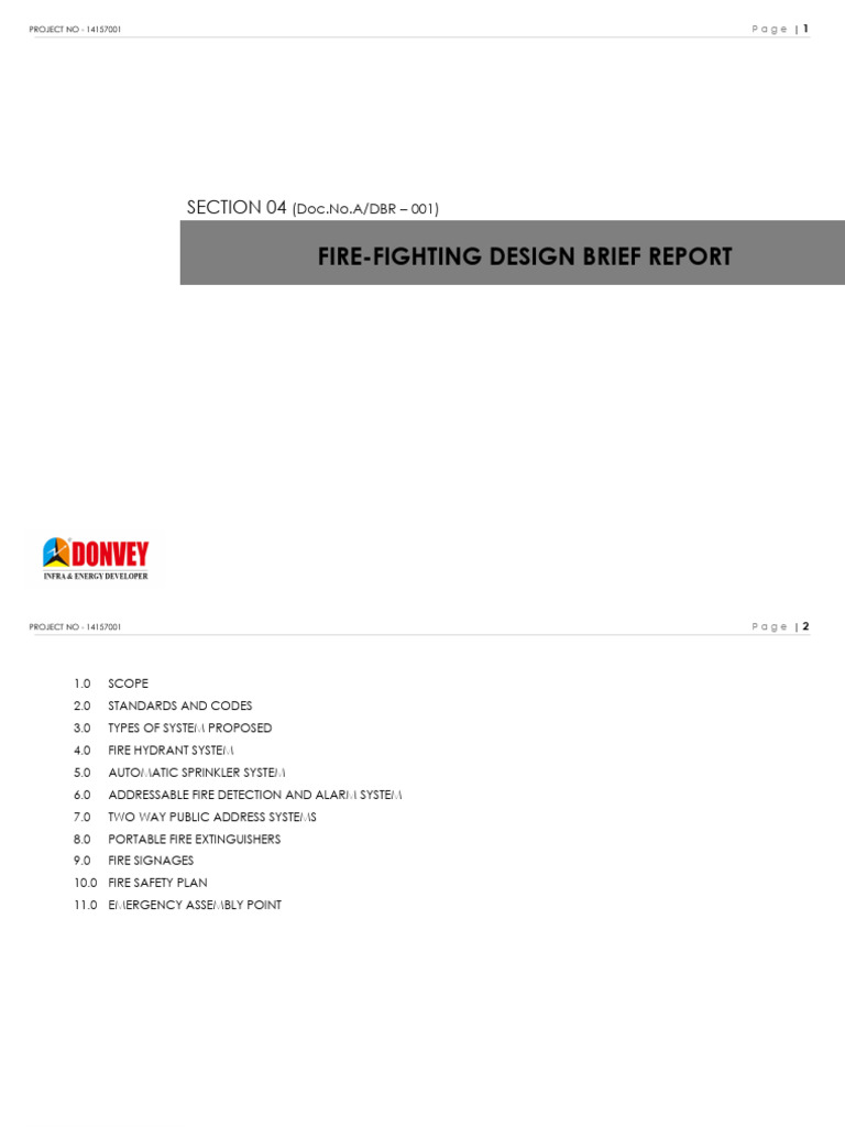Fire-Fighting Design Brief Report | PDF | Fire Sprinkler System ...