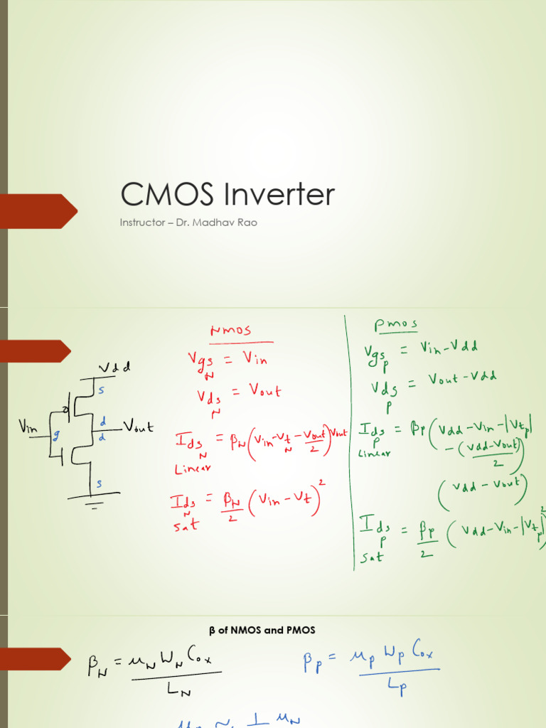 CMOS Inverter DC Transfer Characteristics | PDF | Cmos | Electrical ...