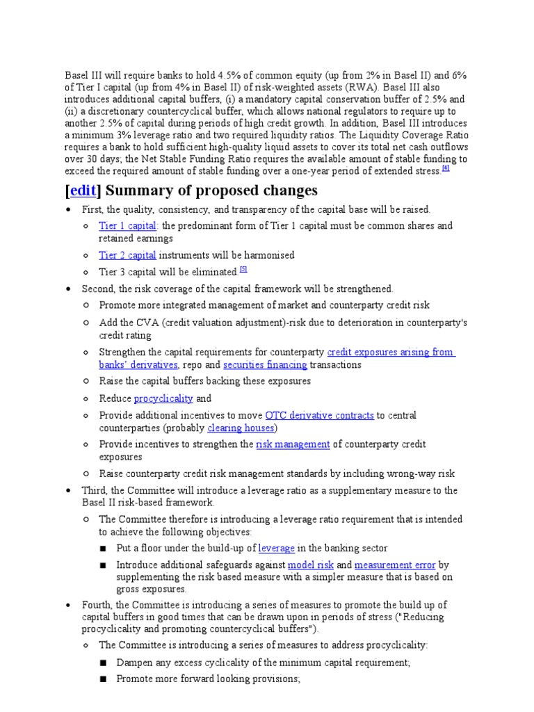 Summary of Proposed Changes: Tier 1 Capital Tier 2 Capital | PDF ...