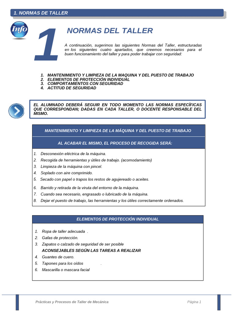 01 NORMAS DE TALLER - OK Conv | PDF