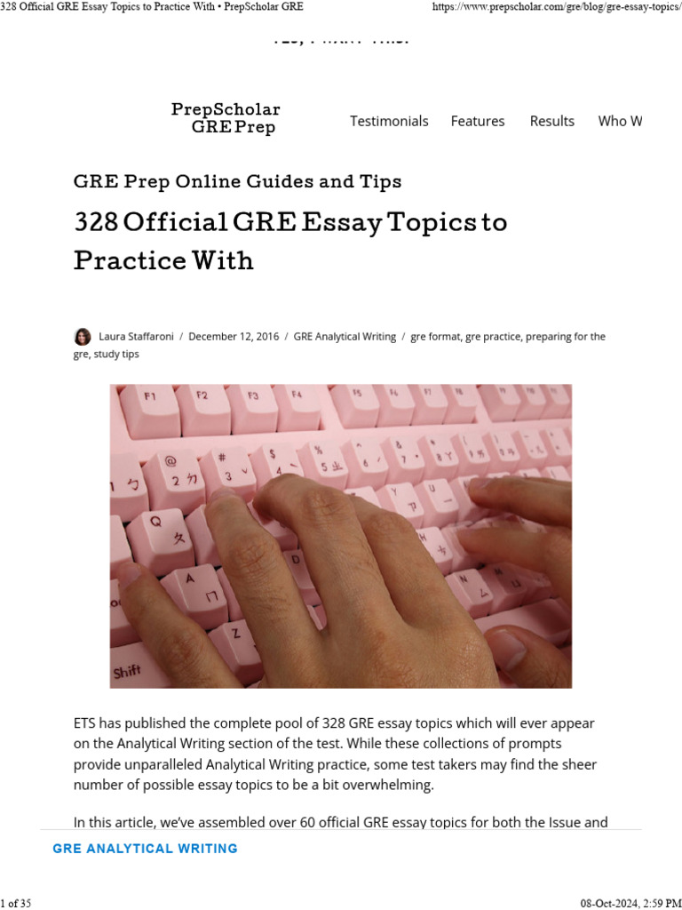 328 Official GRE Essay Topics To Practice With - PrepScholar GRE | PDF ...