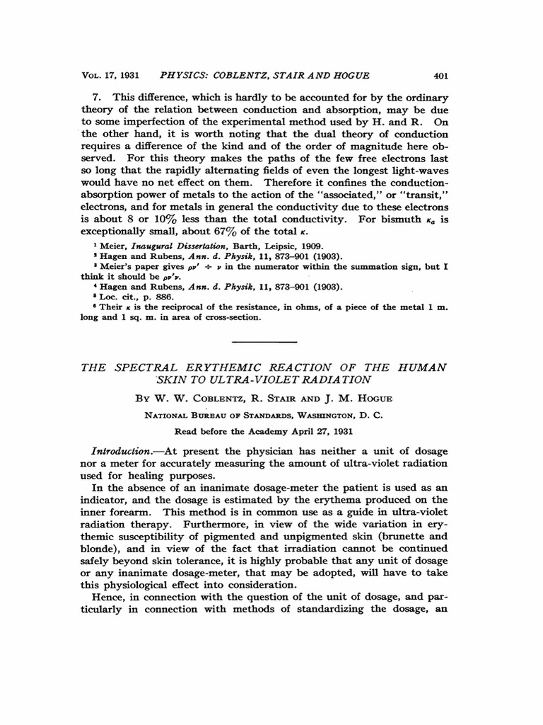 Coblentz W.W., Stair R., Hogue J.M. - The Spectral Erythemic Reaction ...