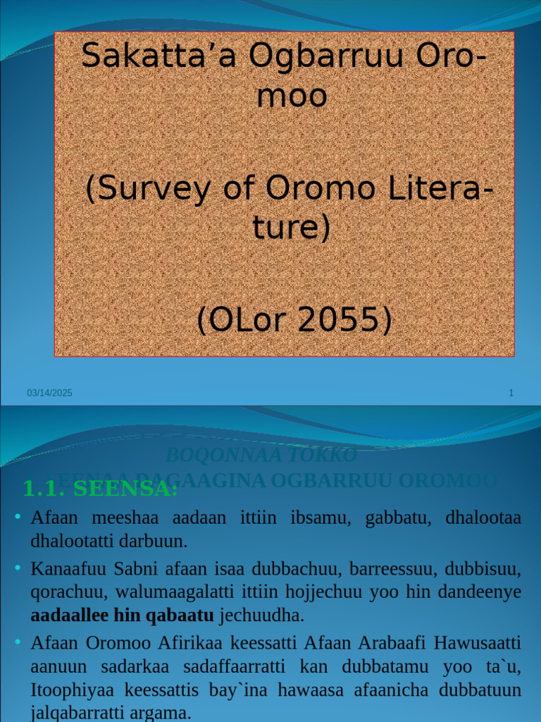 Survey of Oromo Literature-5 | PDF