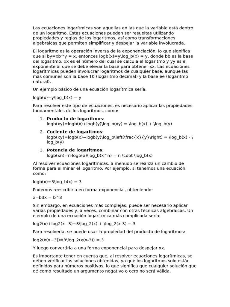 Despejando logaritmos base 10 | PDF