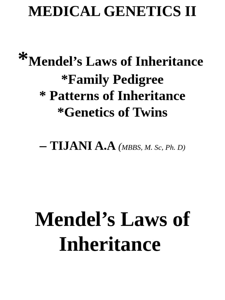 Medical Genetics II - Pedigree & Inheritance Pattern | PDF | Dominance ...