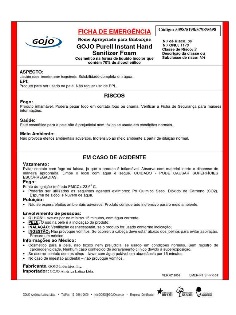 E -PURELL Foam | PDF | Incêndios | Ambiente natural