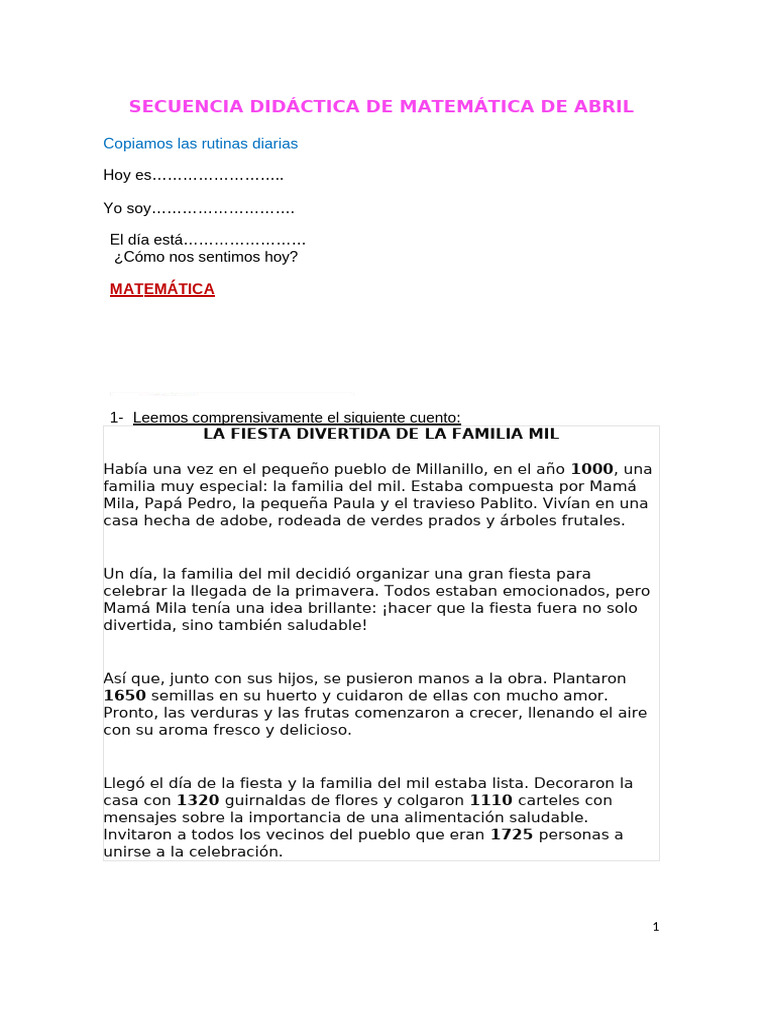 Secuencia Matemática Abril MAYO 2024 3°ABC | PDF
