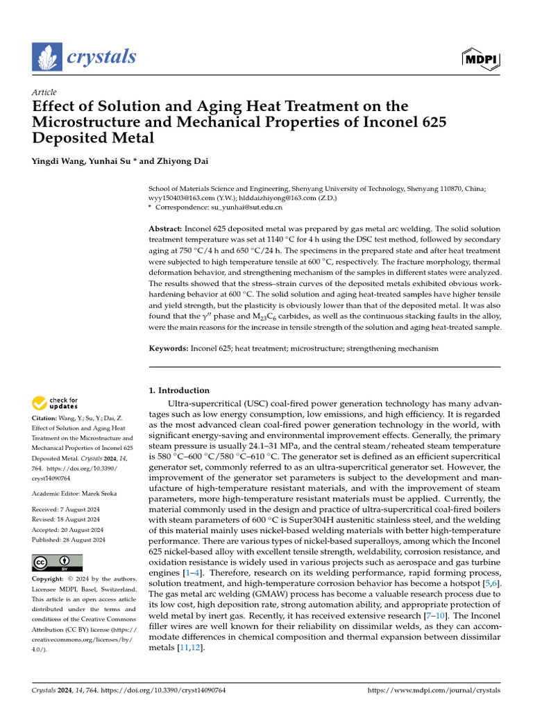Effect of Solution and Aging Heat Treatment on the microstructure and mechanical properties of ...
