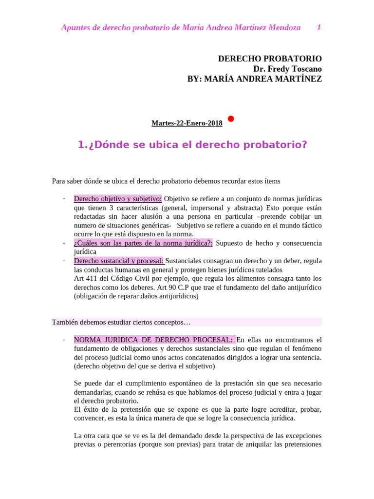 Derecho Probatorio - 2018 | PDF | Evidencia (ley) | Debido al proceso