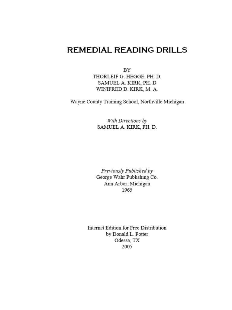 Remedial Reading Drills for Children | PDF