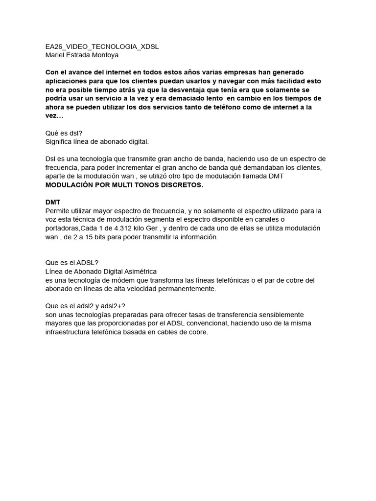 Tecnología xDSL: ADSL y sus Avances | PDF