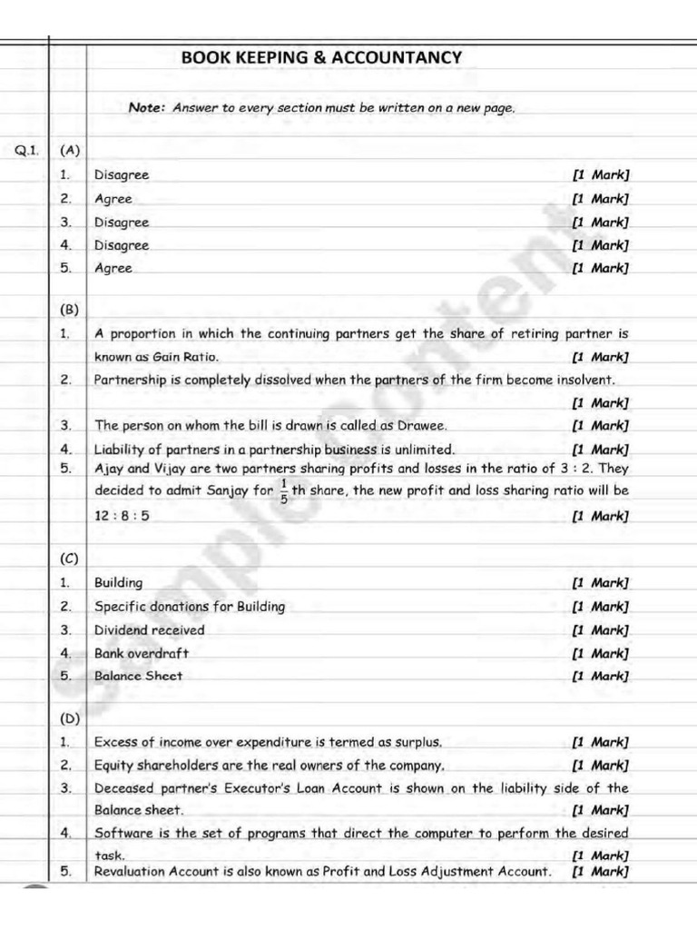 BK First Model-1 Answer Paper | PDF