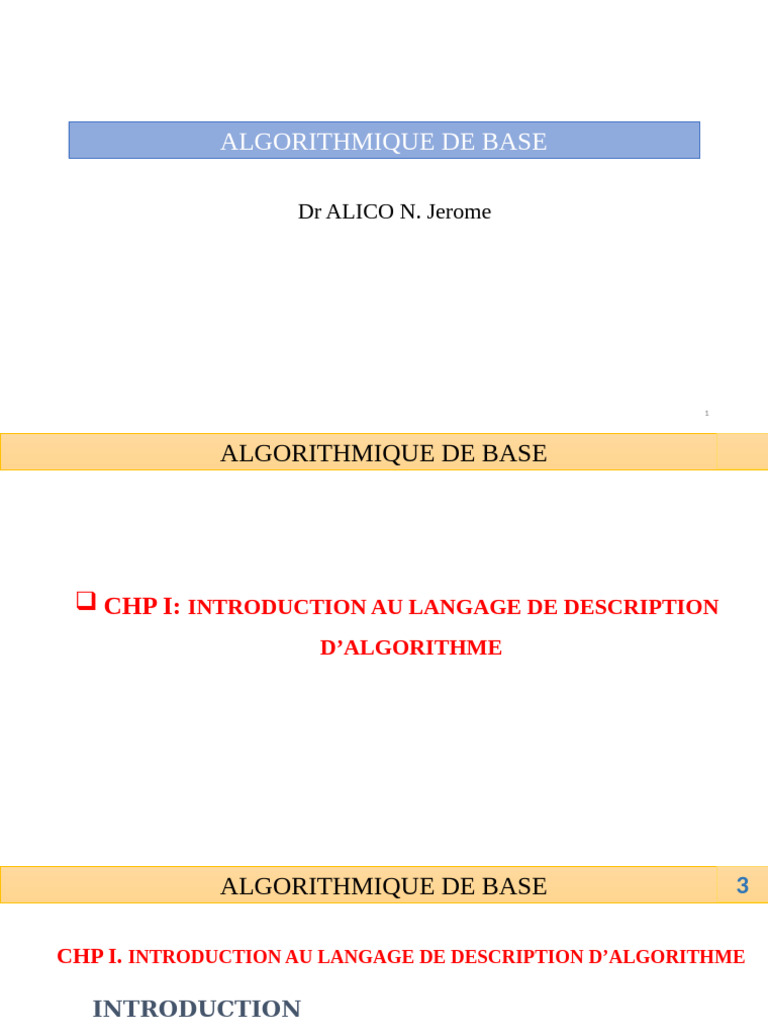 Chapitre 1 Algo ECG1 | PDF | Algorithmes | Variable (informatique)