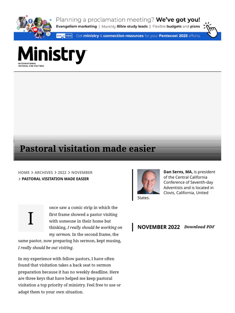 Ministry Magazine - Pastoral Visitation Made Easier | PDF | Prayer ...