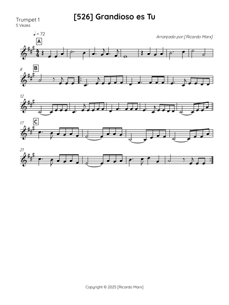 Grandioso Es Tu - Trumpet 1 - 2025-01-07 1758 - Trumpet 1 | PDF