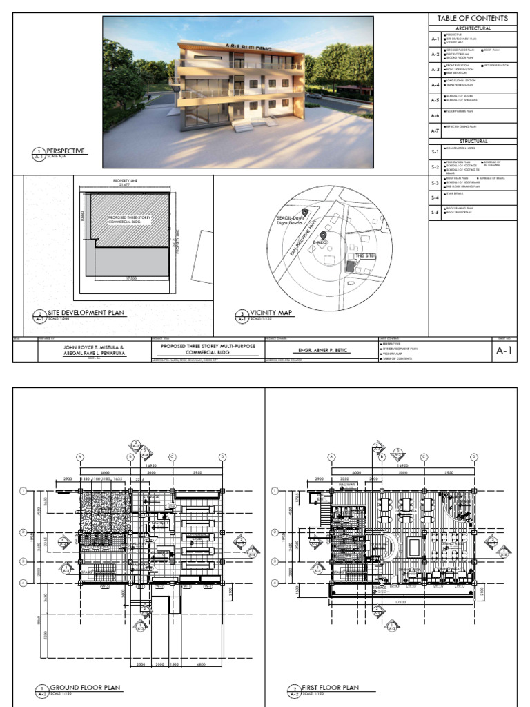 Proposed 3-Storey Commercial Building | PDF | Building Engineering ...