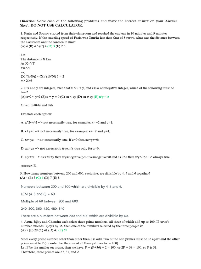 Ramadan Marathon Maths Mock 1 Solve Sheet | PDF | Mathematics | Arithmetic
