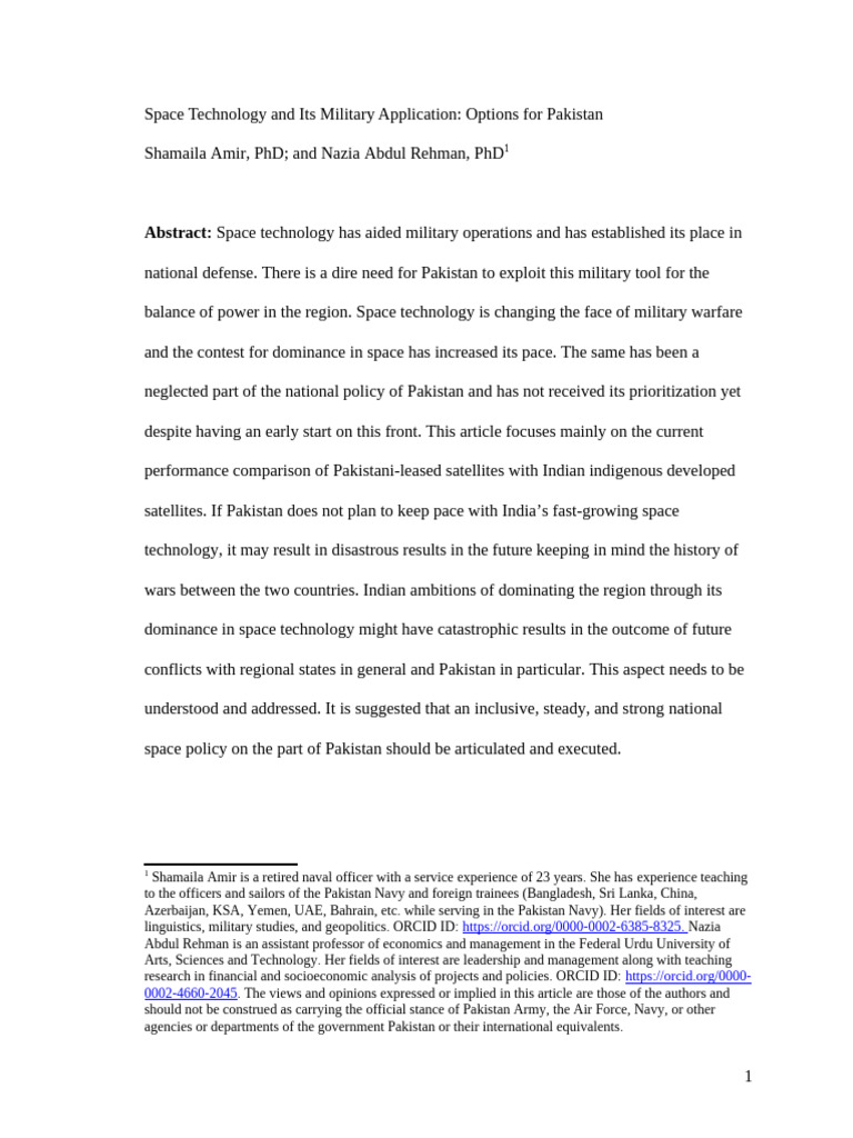 Space Technology and Its Military Application - To SE 2 | PDF ...