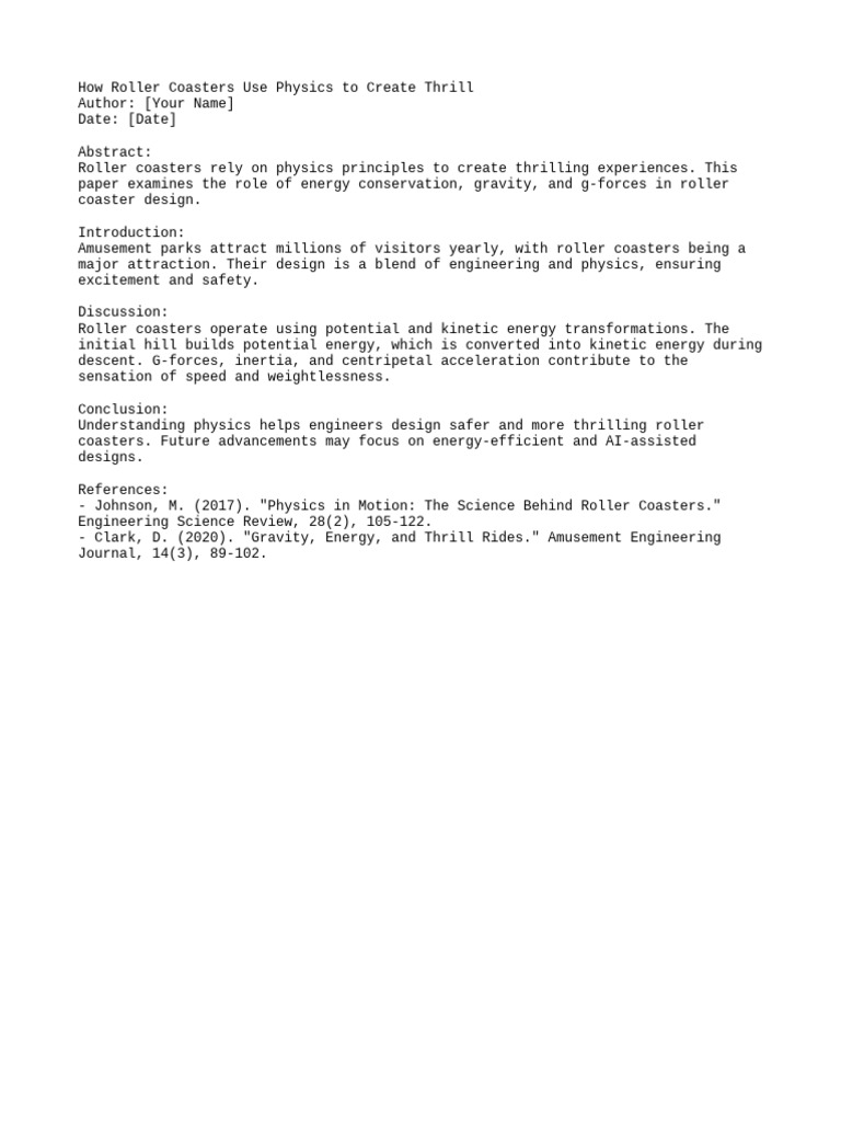 Physics Behind Thrilling Roller Coasters | PDF