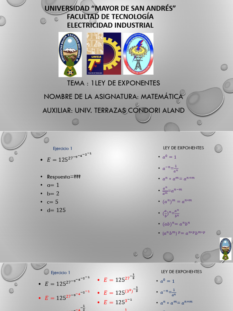 Ley de Exponentes en Matemáticas | PDF