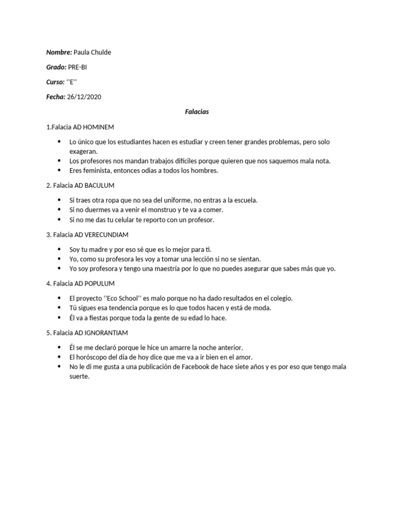 Tipos de Falacias Lógicas Explicadas | PDF