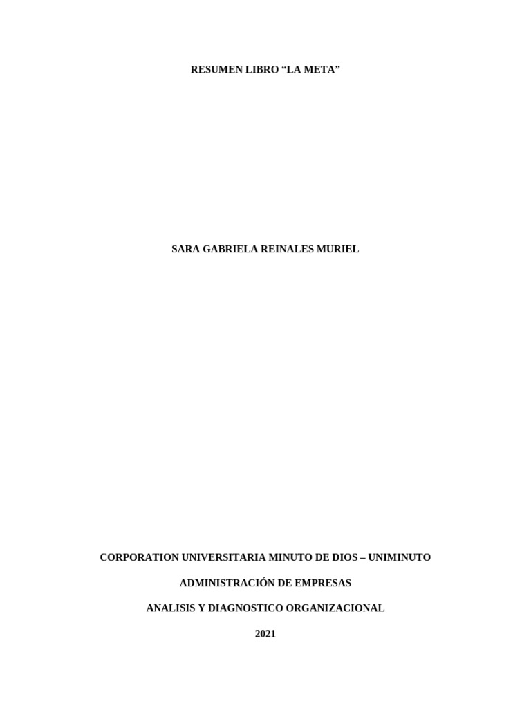 Resumen Libro La Meta | PDF | Economias