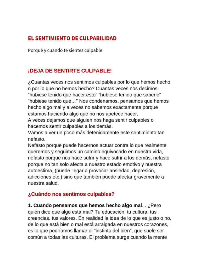 2_Deja de sentirte culpable | PDF | Mente | Autoestima
