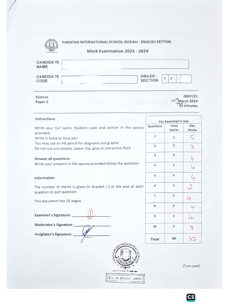 Science Mock Exam P2 2024 (1) | PDF
