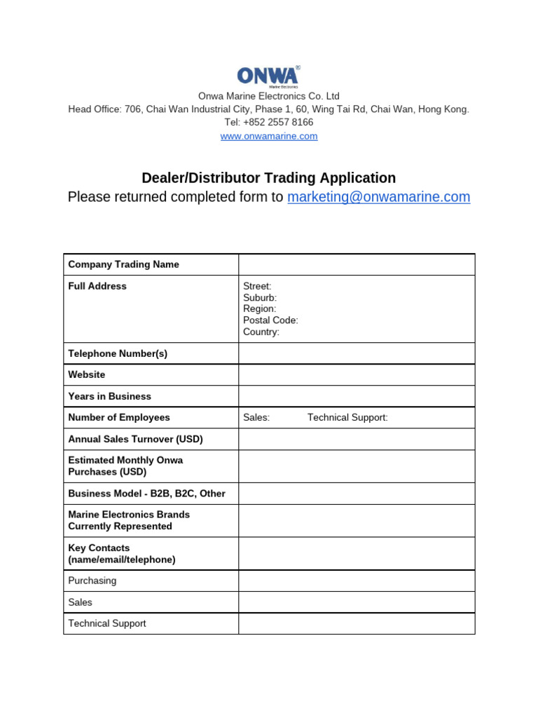 Dealer Application Blank | PDF