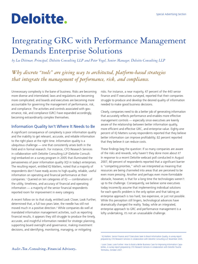 Integrating GRC with Performance Management | PDF | Regulatory ...
