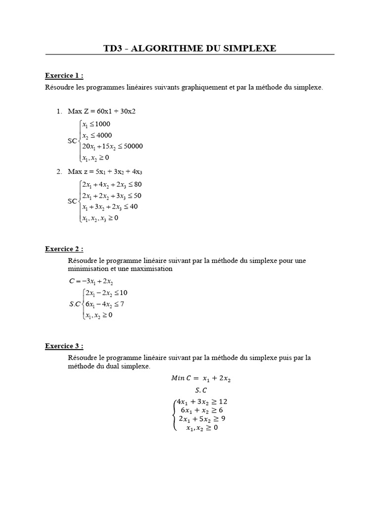 TD Simplexe | PDF