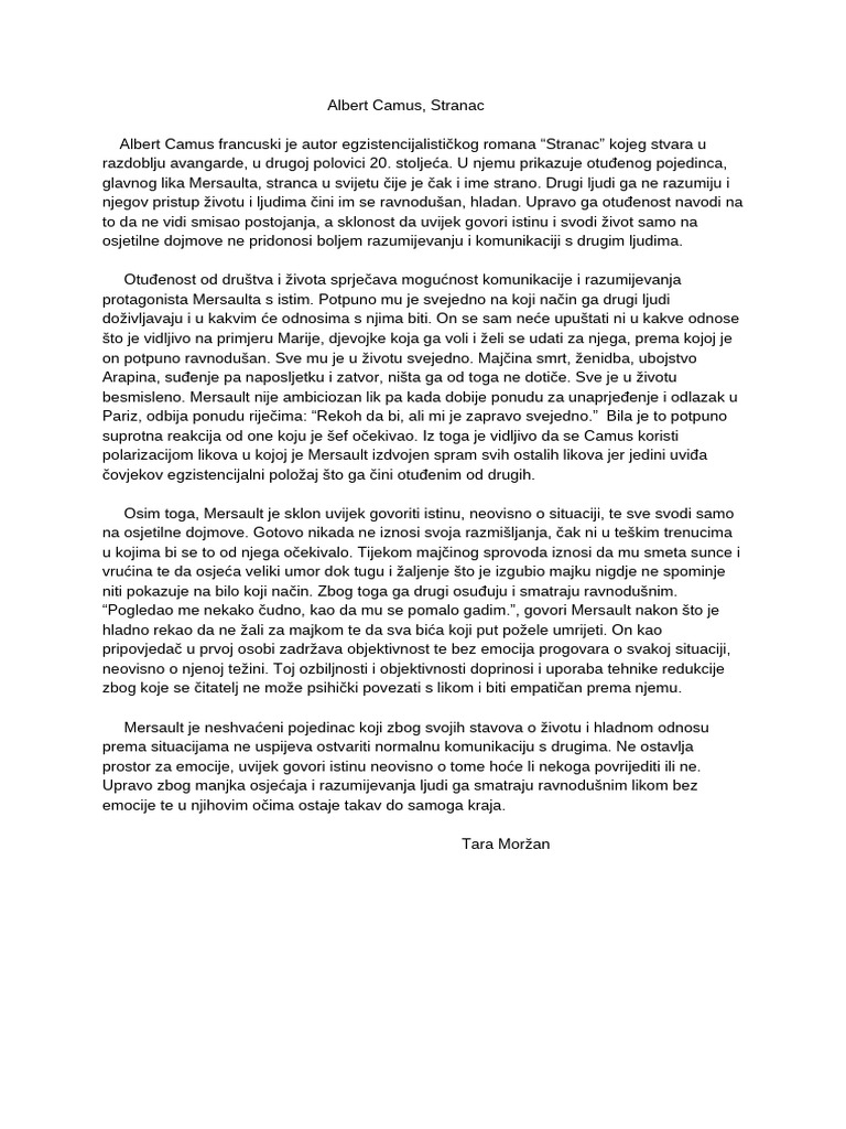 Albert Camus, Stranac | PDF