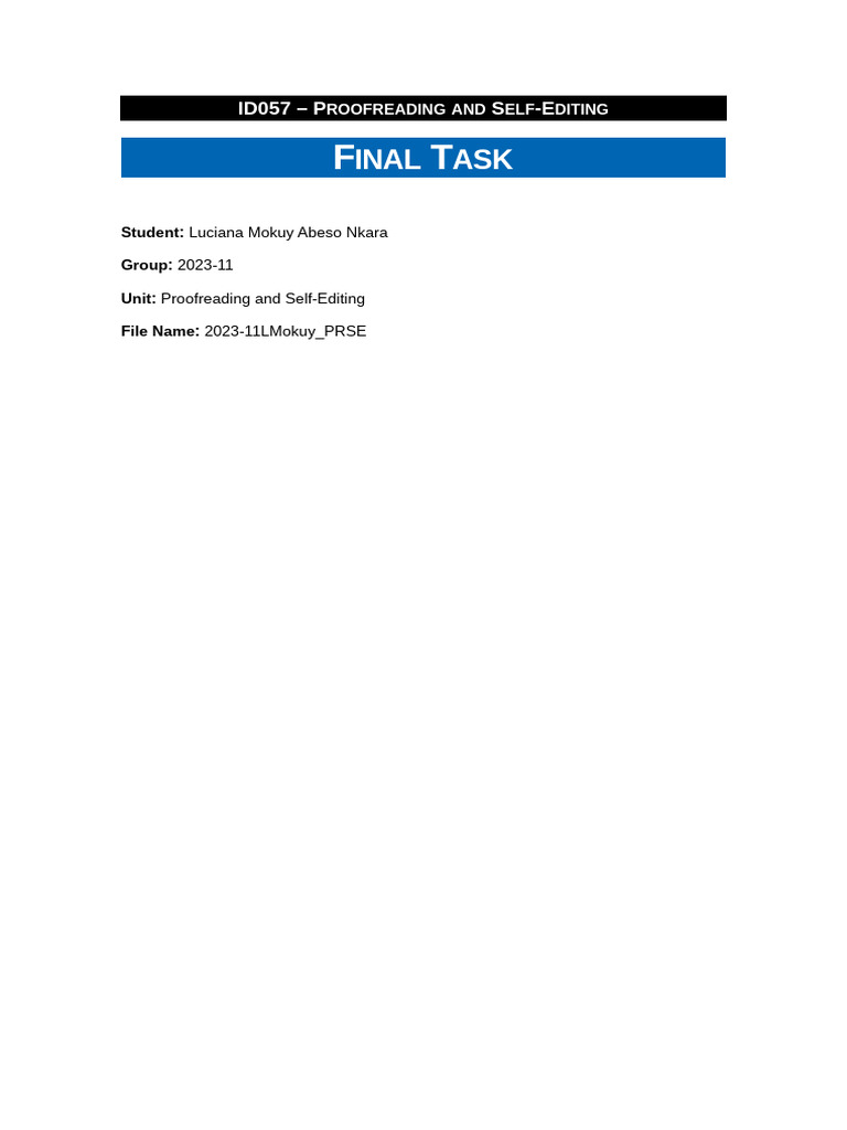 Proofreading and Self-editing | PDF | Motivational | Motivation