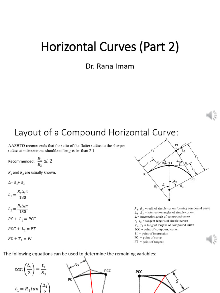 Compound Horizontal Curve Design Guide | PDF | Triangle | Angle