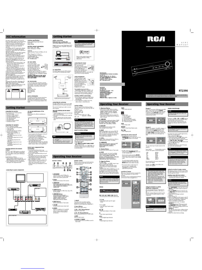 RCA RT2390 Home Theater Manual | PDF | Electromagnetic Interference | Radio