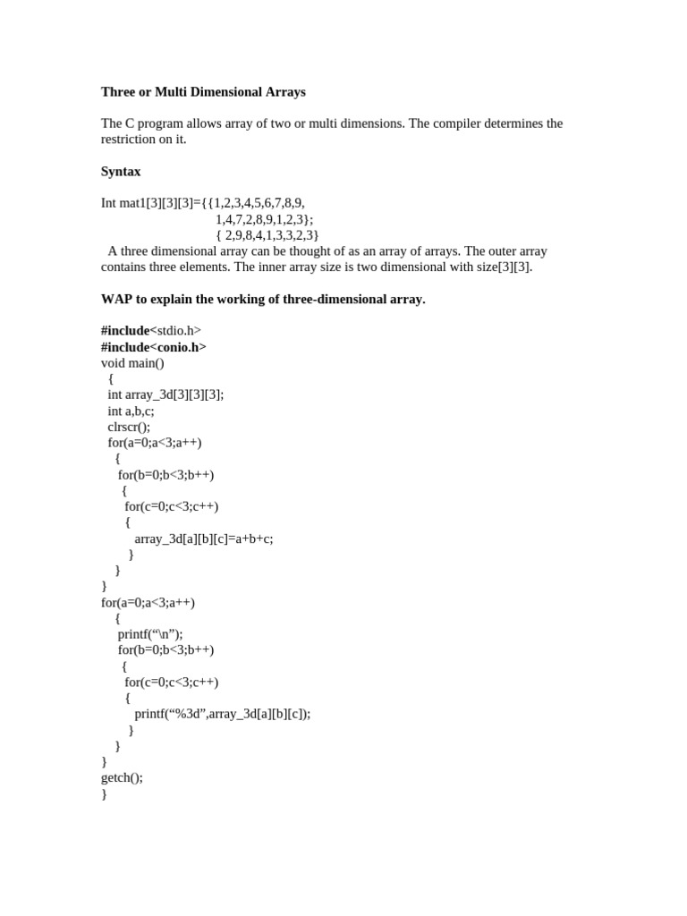 7.Three or Multi Dimensional Arrays | PDF