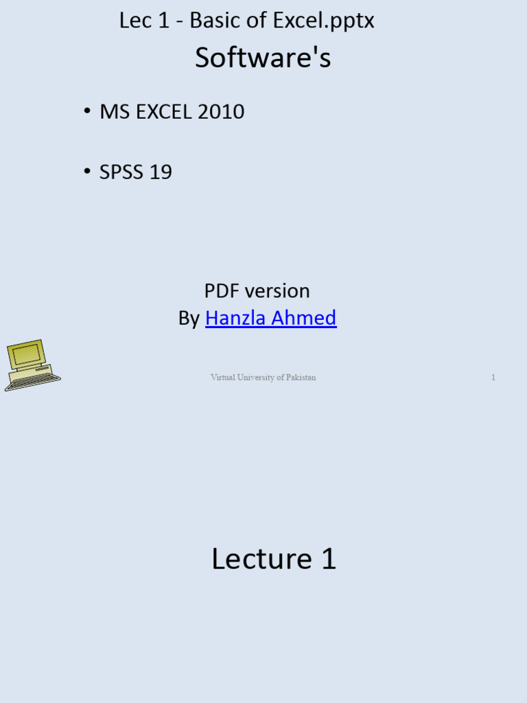 Sta641 PDF Handout of | PDF | Mean | Microsoft Excel