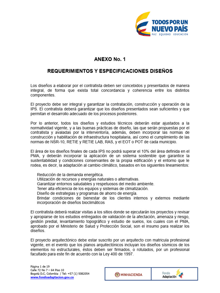 FA-IA-D02 - Anexo No. 1 Requerimientos y Especificaciones | PDF | Alcantarillado | Agua